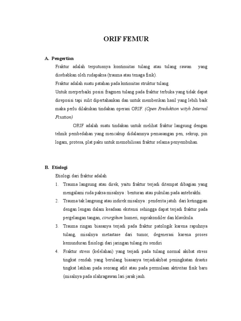 Prosedur ORIF pada Fraktur Femur | PDF