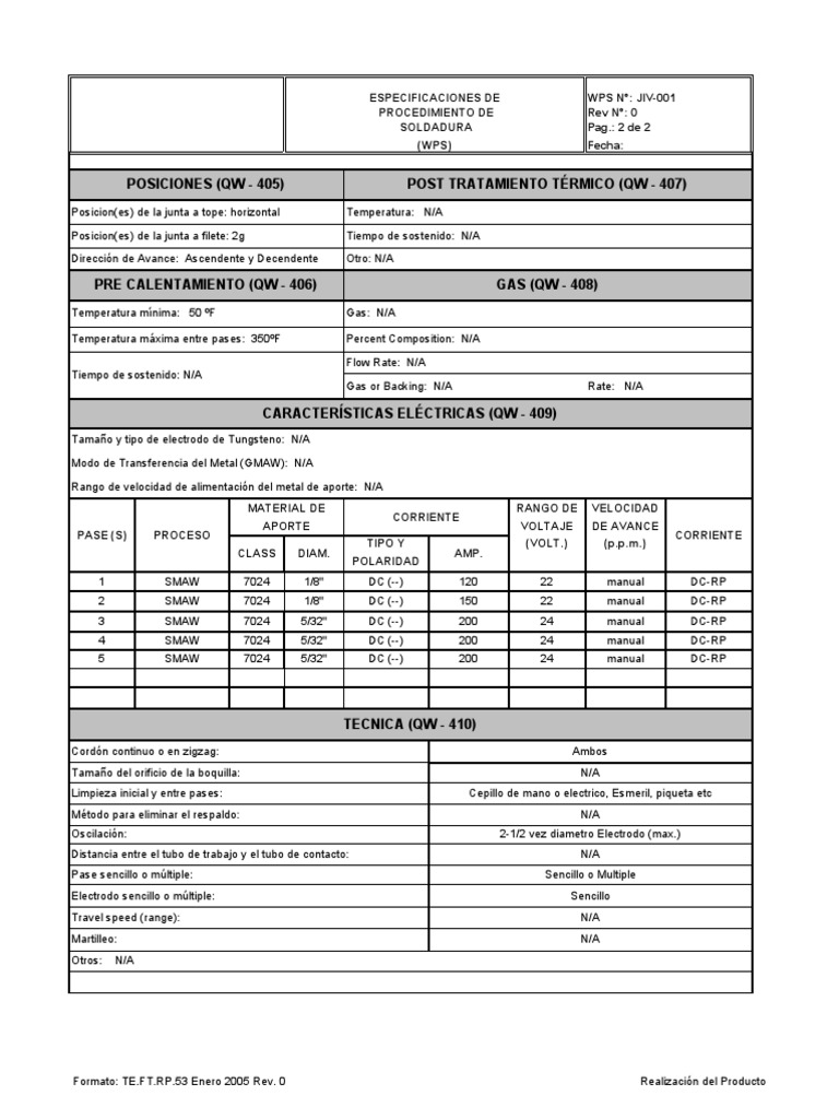 WPS 001 | PDF | Soldadura | Construcción