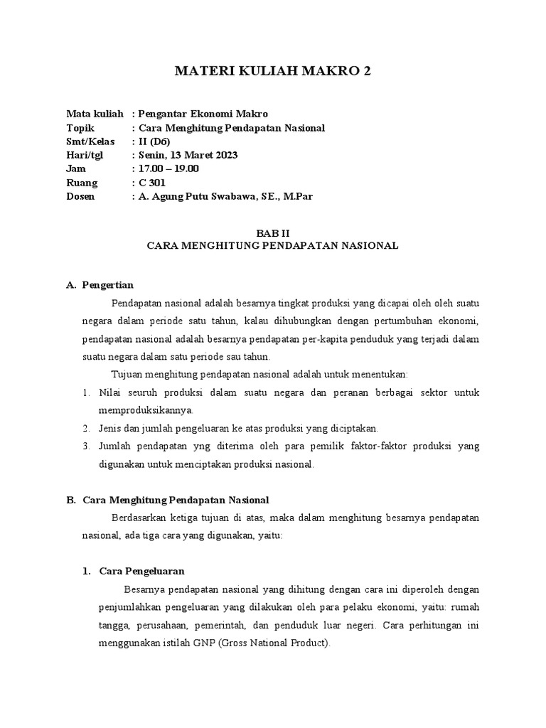 Materi Kuliah Makro 2 | PDF