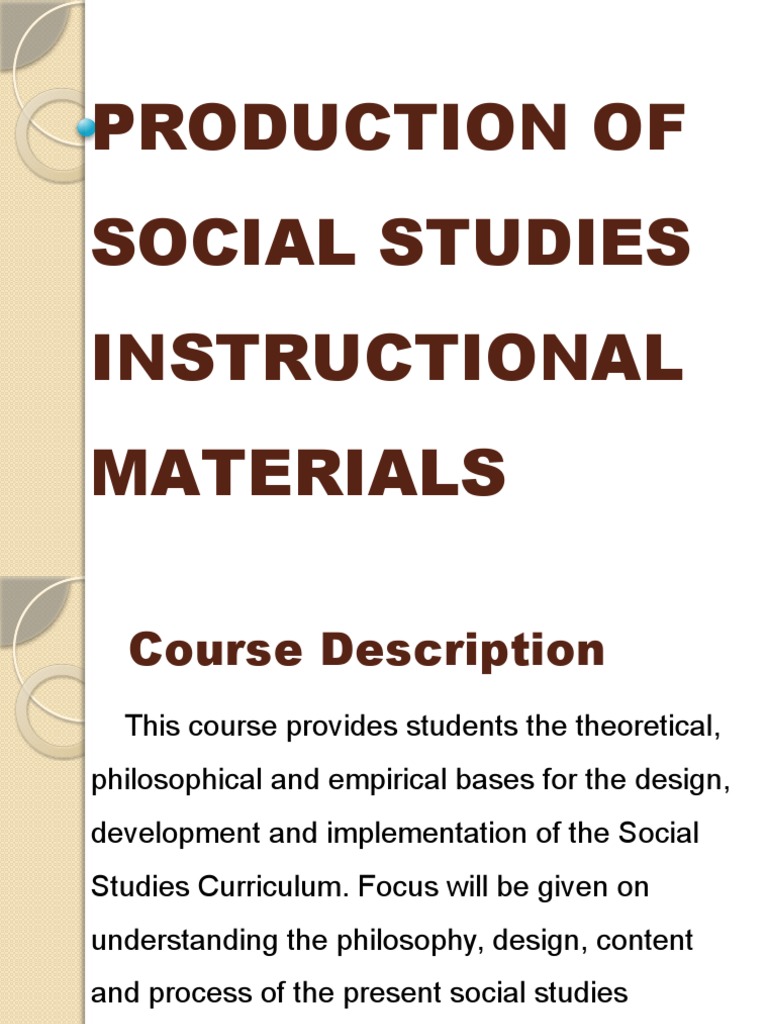 Social Studies Instructional Materials Course | PDF | Curriculum | Design