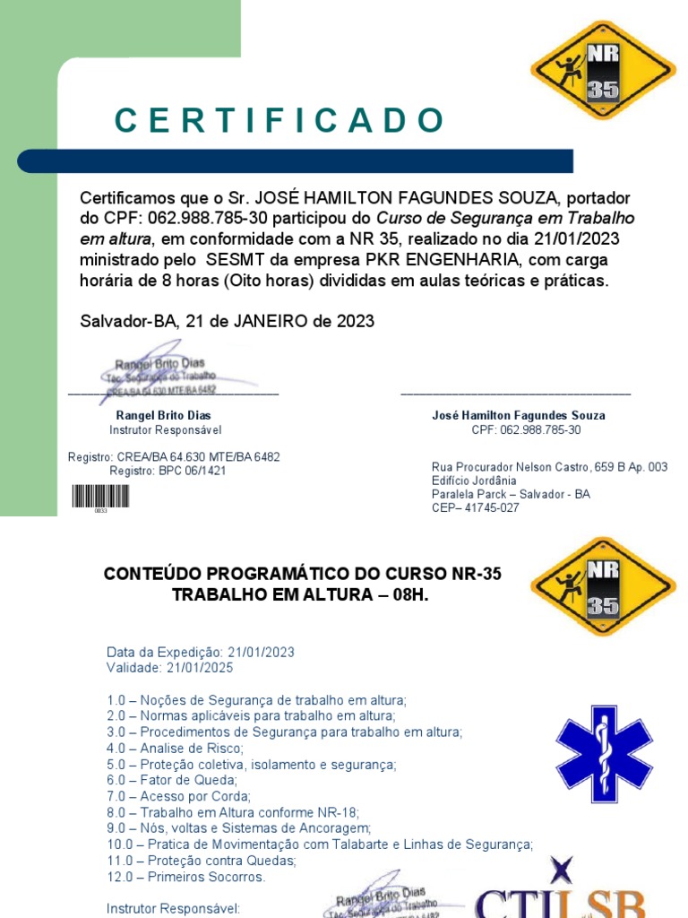 Norma Regulamentadora NR-35 | PDF