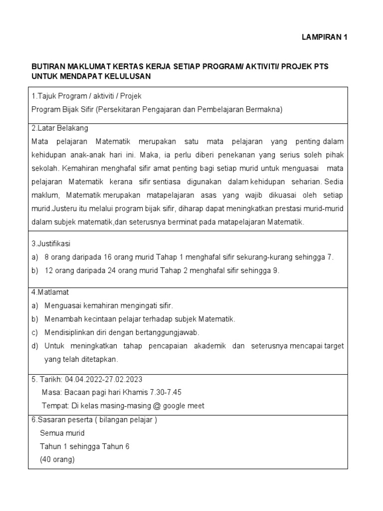 Kertas Kerja Bijak Sifir | PDF