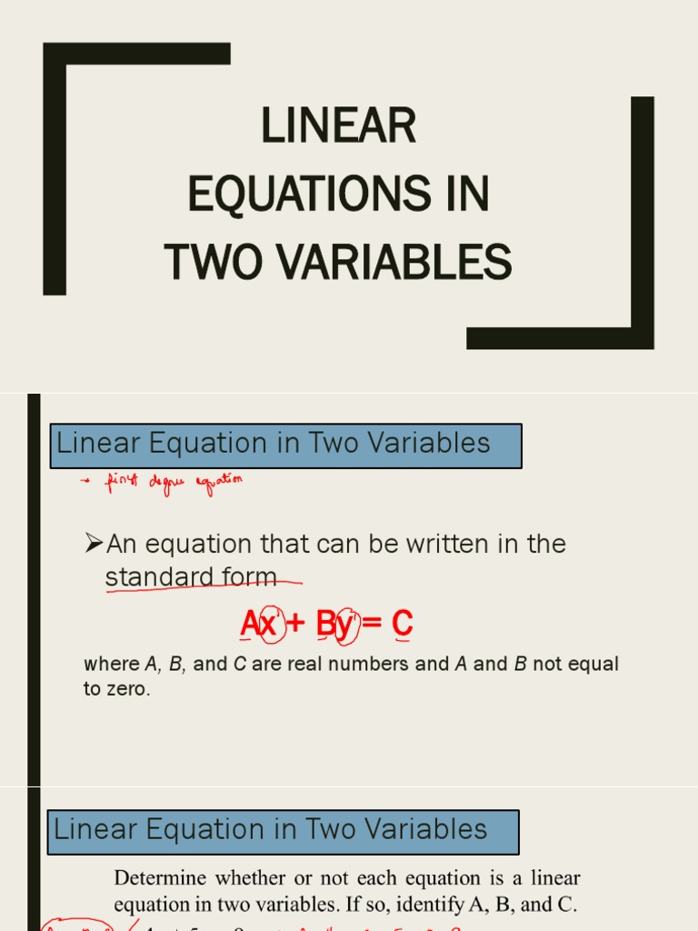 Lesson 3.2 Linear Equation in Two Variables PDF | PDF