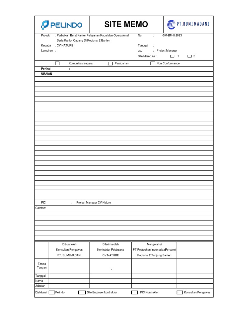 3 Format Site Memo Cilegon | PDF