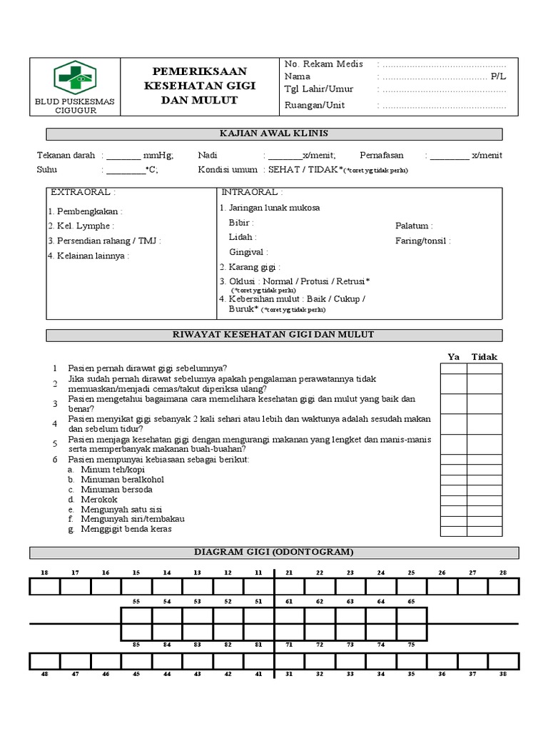 Formulir Gigi (Odontogram) | PDF