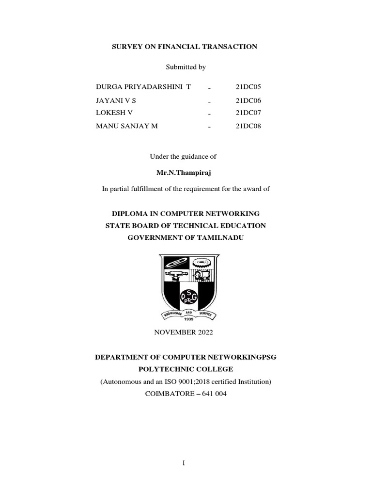 Achu Report Pdf Statistics Financial Transaction