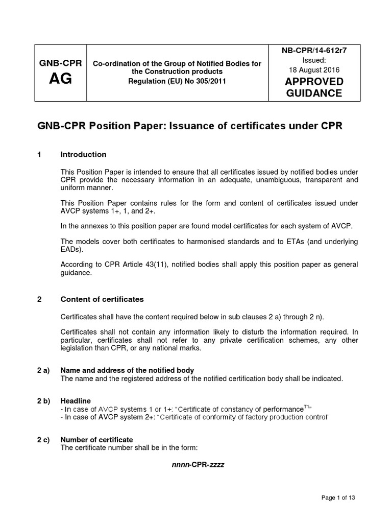 Guidance on CPR Certificate Issuance | PDF | Regulation