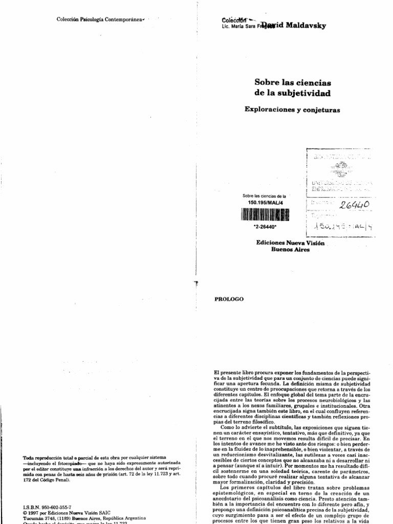 Sobre Las Ciencias de La Subjetividad PDF | PDF