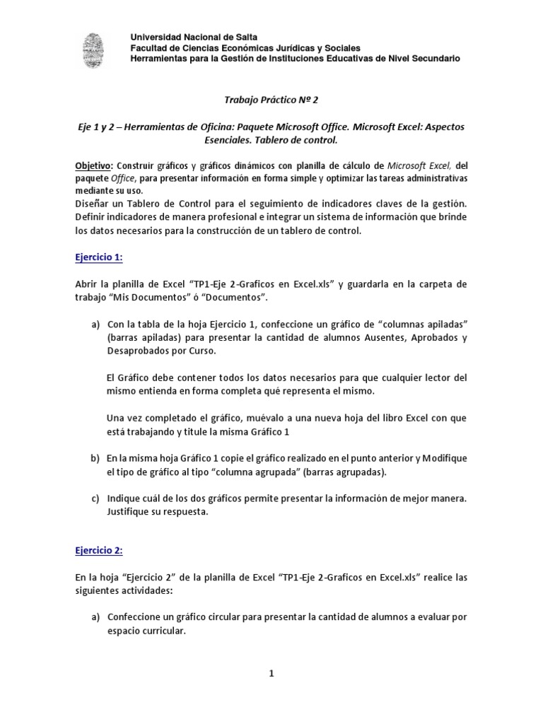 TP2-Eje 1 y 2-Gráficos en Excel y Tablero de Control | PDF