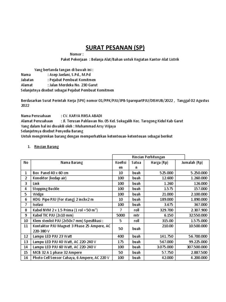 SURAT PESANAN | PDF