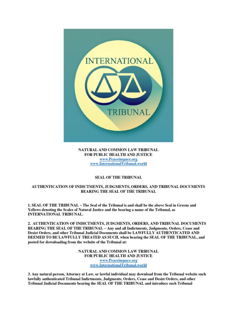 Authentication of Tribunal Judicial Documents Bearing The Seal of The ...