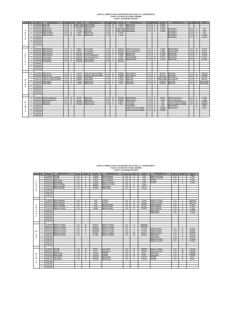 Jadwal Perkuliahan 2022-2023 Genap | PDF | Ilmu Sosial | Agama & Spiritualitas