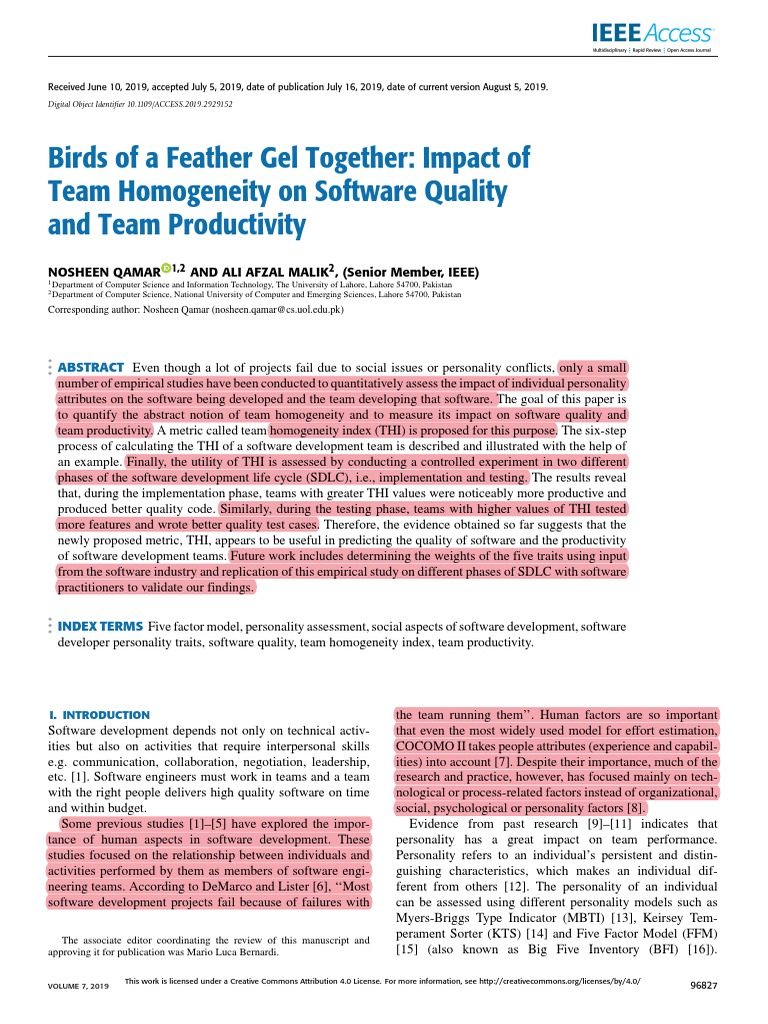 Team Homogeneity's Effect on Software Quality | PDF