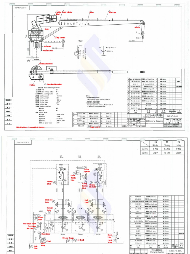 Slewing Crane Schematic Diagram PDF | PDF | Tools | Equipment