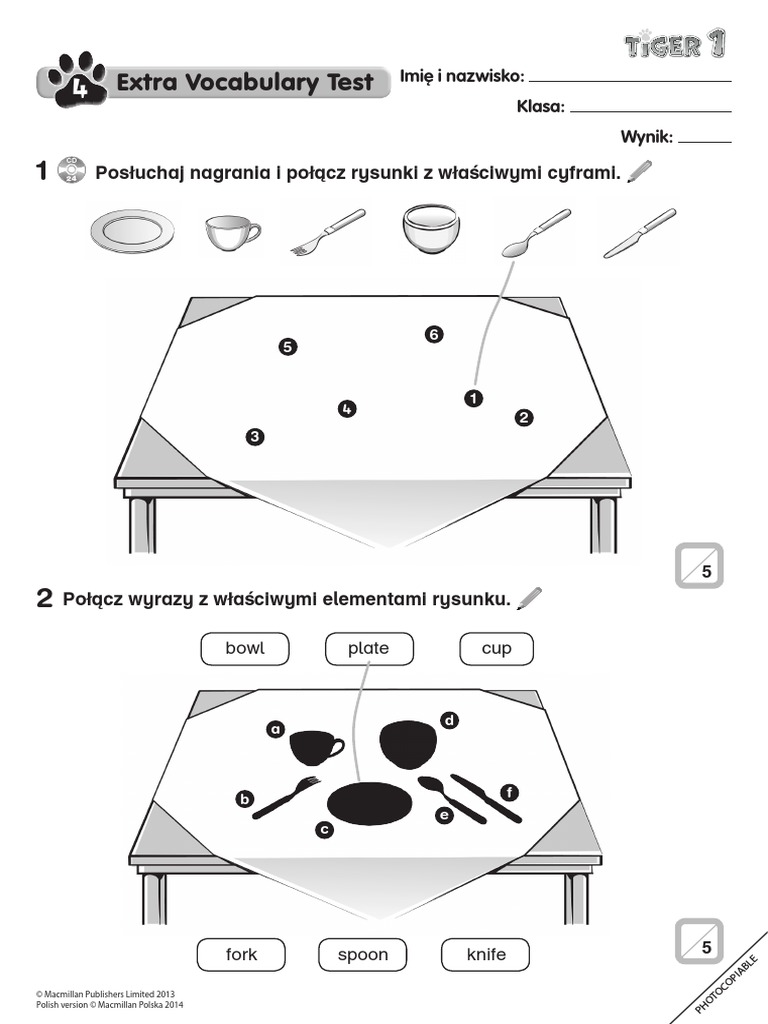 Tiger 1 Unit 4 Extra Vocabulary Test | PDF