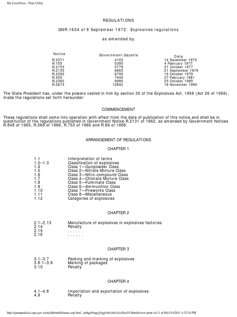 Explosives Regulations Overview | PDF | Fireworks | Shell (Projectile)