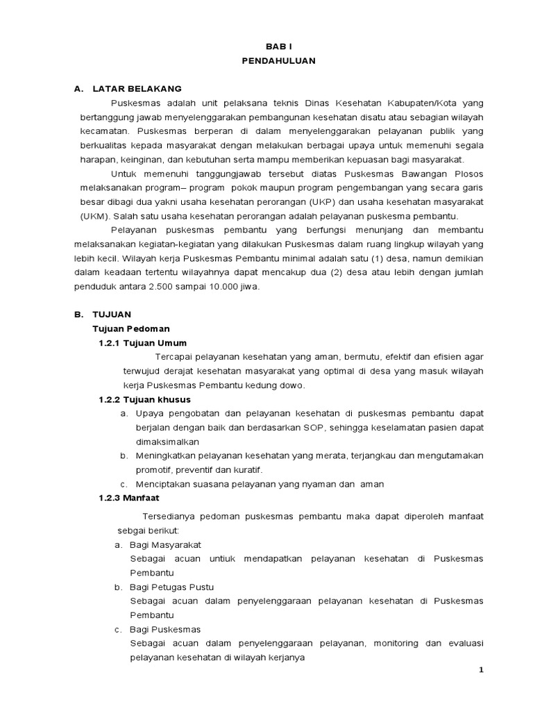 PEDOMAN PELAYANAN PUSTU kd.DOWO | PDF