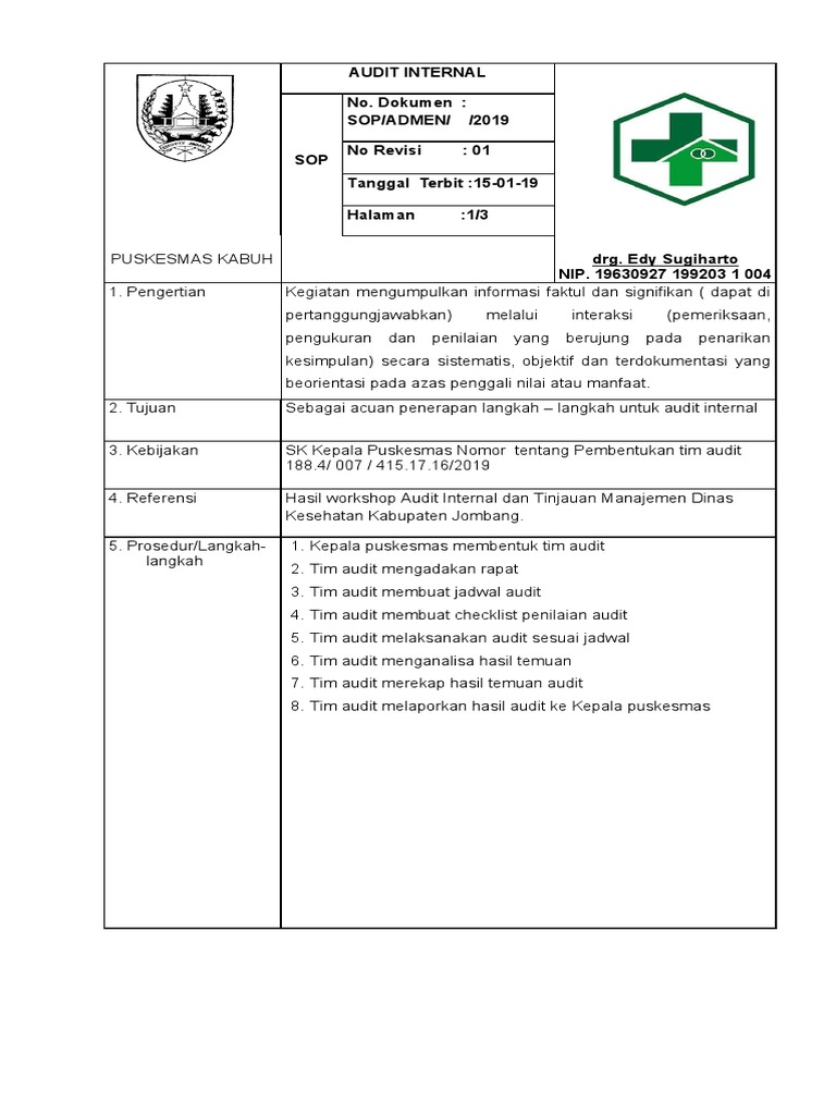 Contoh Sop Audit | PDF