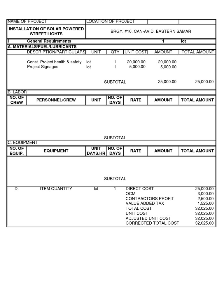 Pow Solared Power Street Light PDF | Download Free PDF | Cost | Civil ...