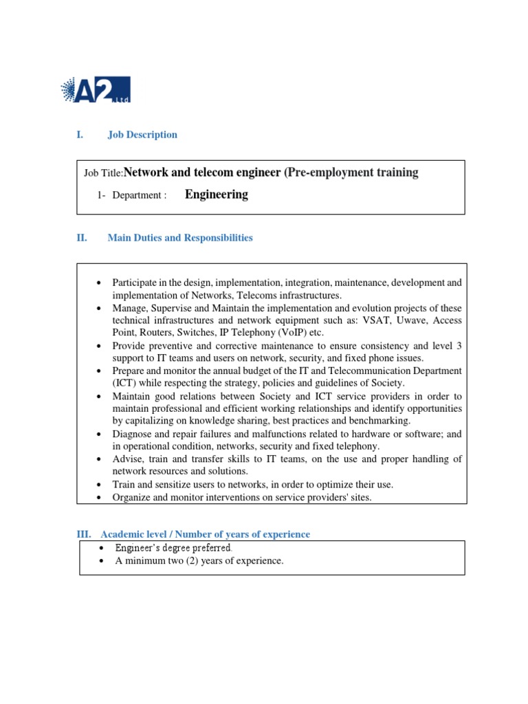 Network and Telecom Engineer Stage Pré-Embauche | PDF | Computer ...