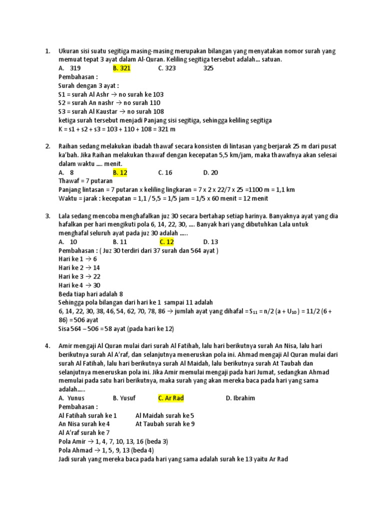 Latihan Soal KSM Mat Mi 2021 | PDF