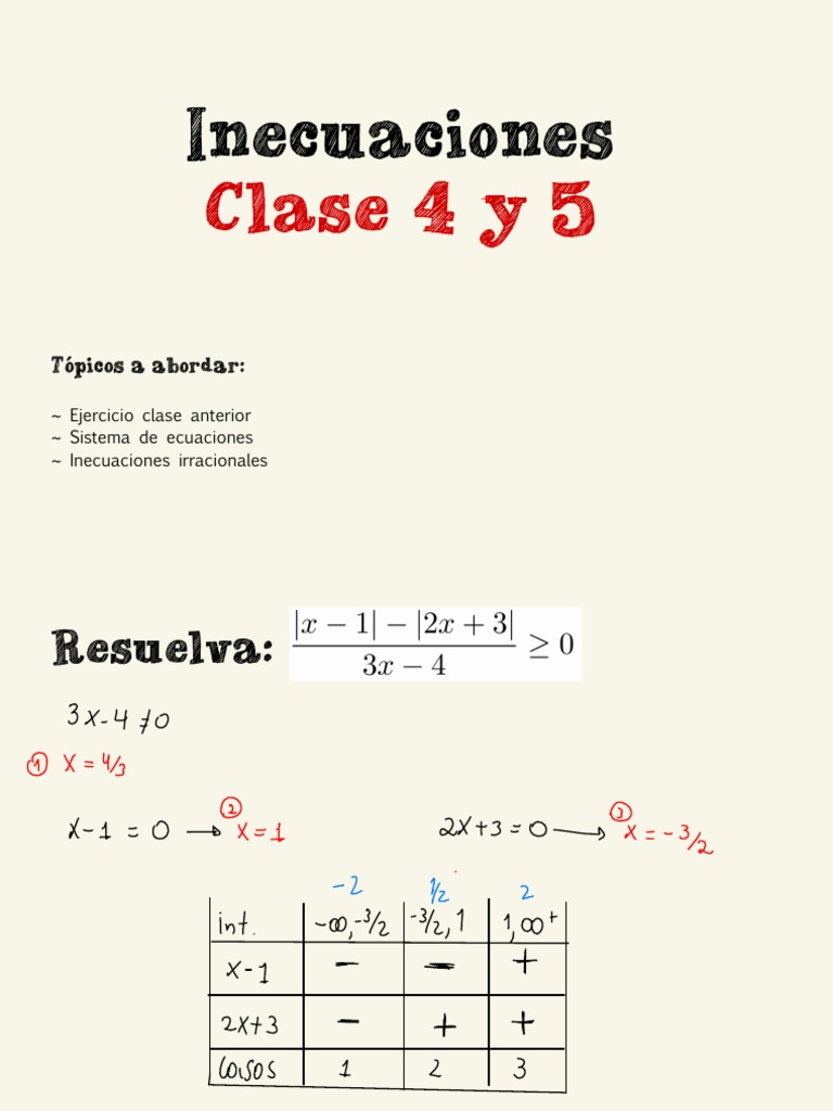 Inecuaciones - Clase 4 y 5 | PDF