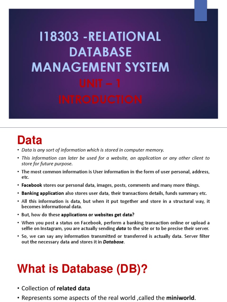Unit 1 | Download Free PDF | Databases | Database Transaction