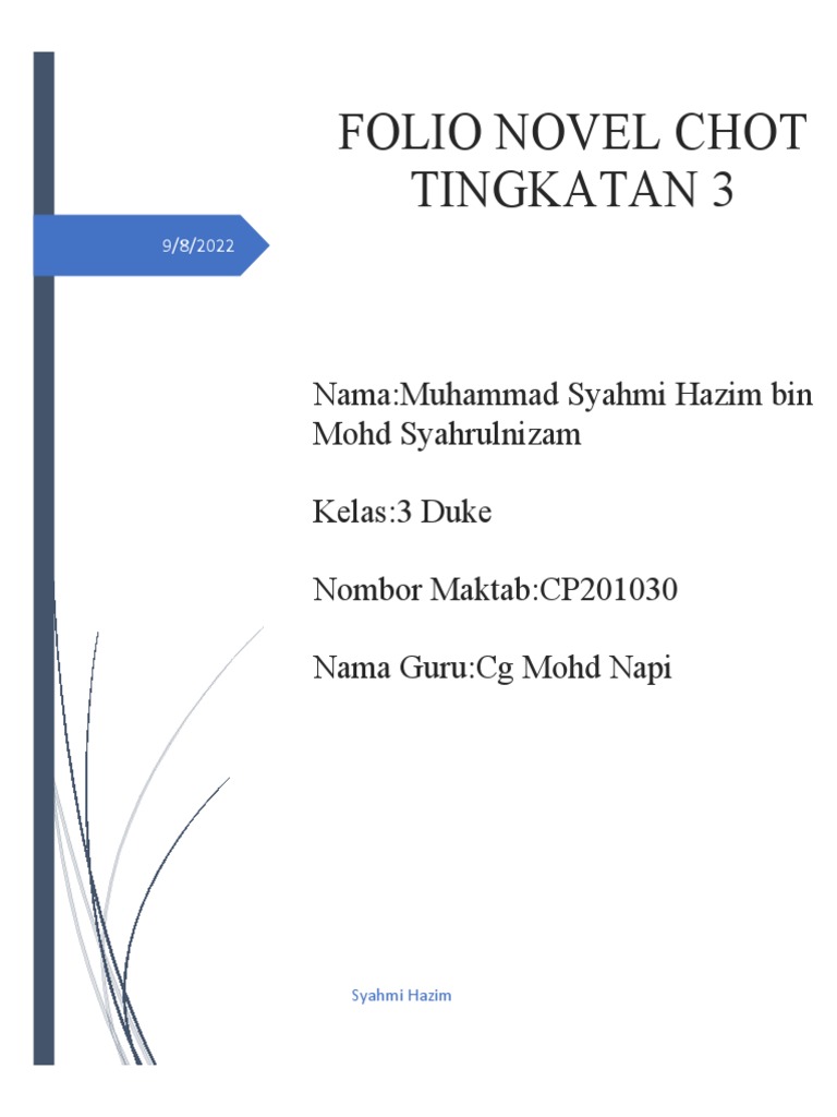 Folio Novel Chot (Muhammad Syahmi Hazim) | PDF