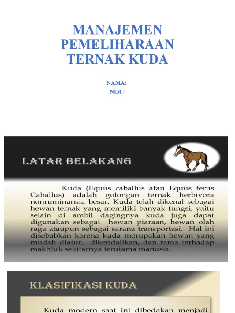 Manajemen Pemeliharaan Ternak Kuda Bule | PDF