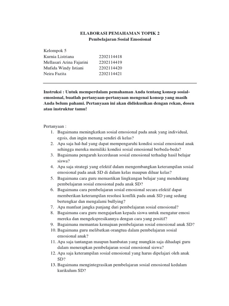 Elaborasi Pemahaman Topik 2 | PDF
