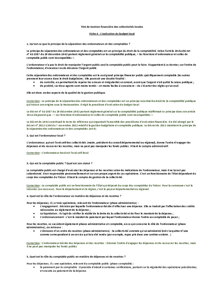Séparation Ordonnateur-Comptable Public | PDF | Budget | Comptabilité