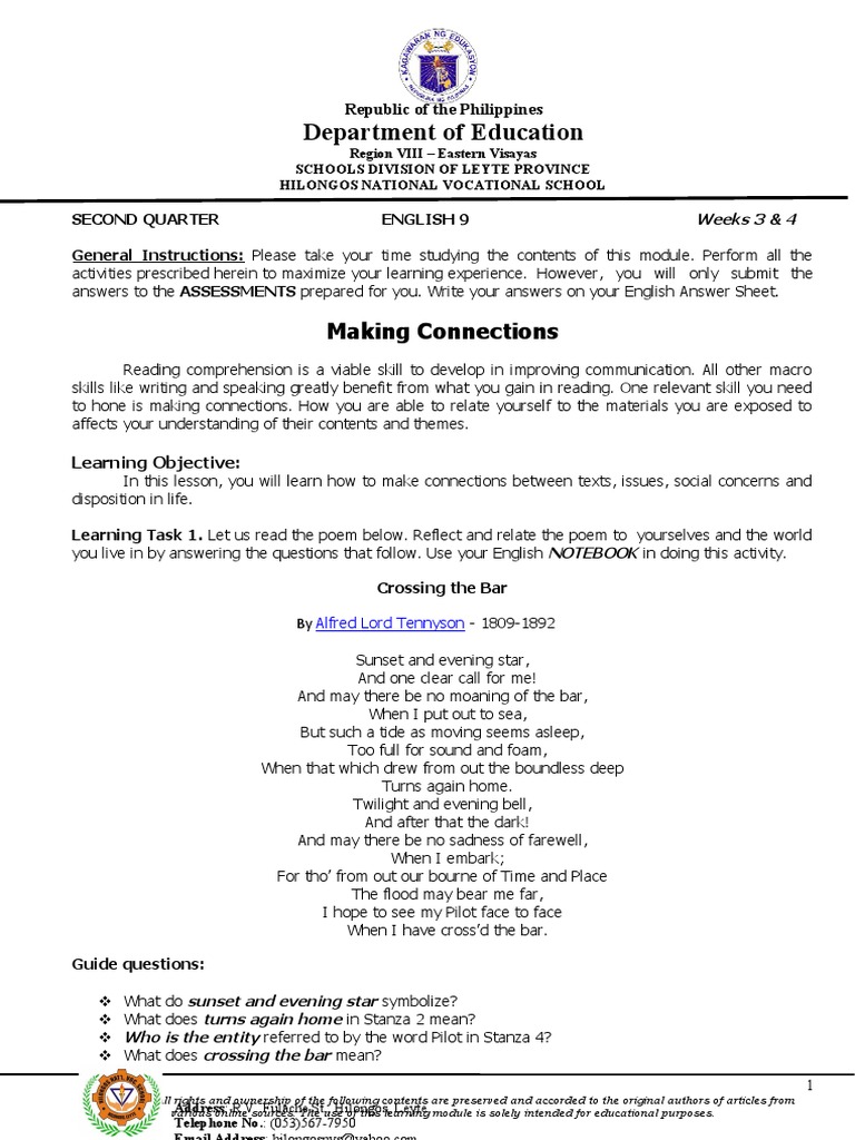 Grade 9 English Q2 Ws 3 4 | PDF | Experience | Martin Luther King Jr.