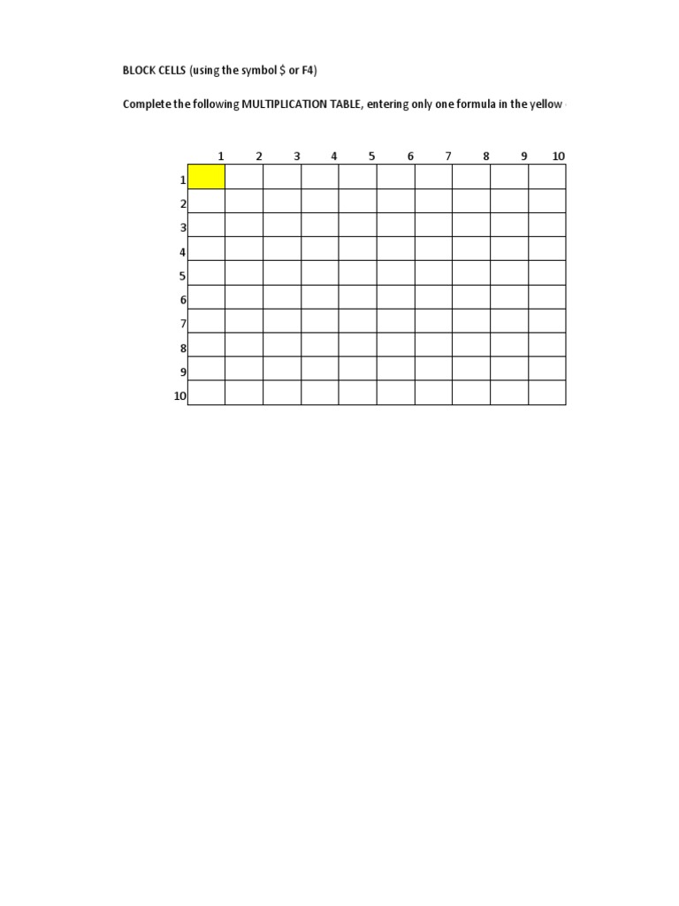2 Ex Multiplication Table Statement | PDF