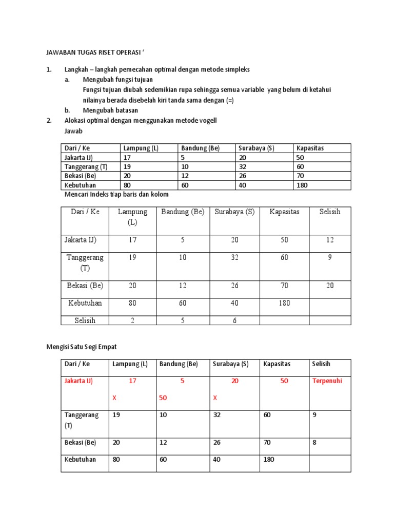 Jawaban Tugas Riset Operasi | PDF