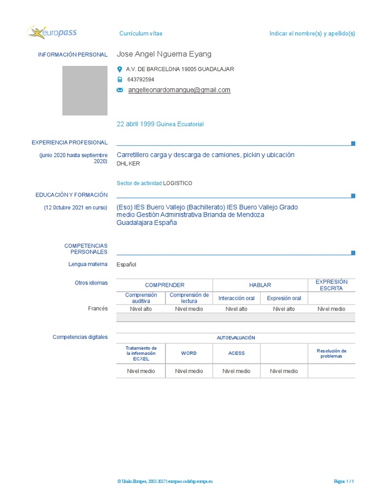 Plantilla Europass | PDF | Cognición | Lingüística