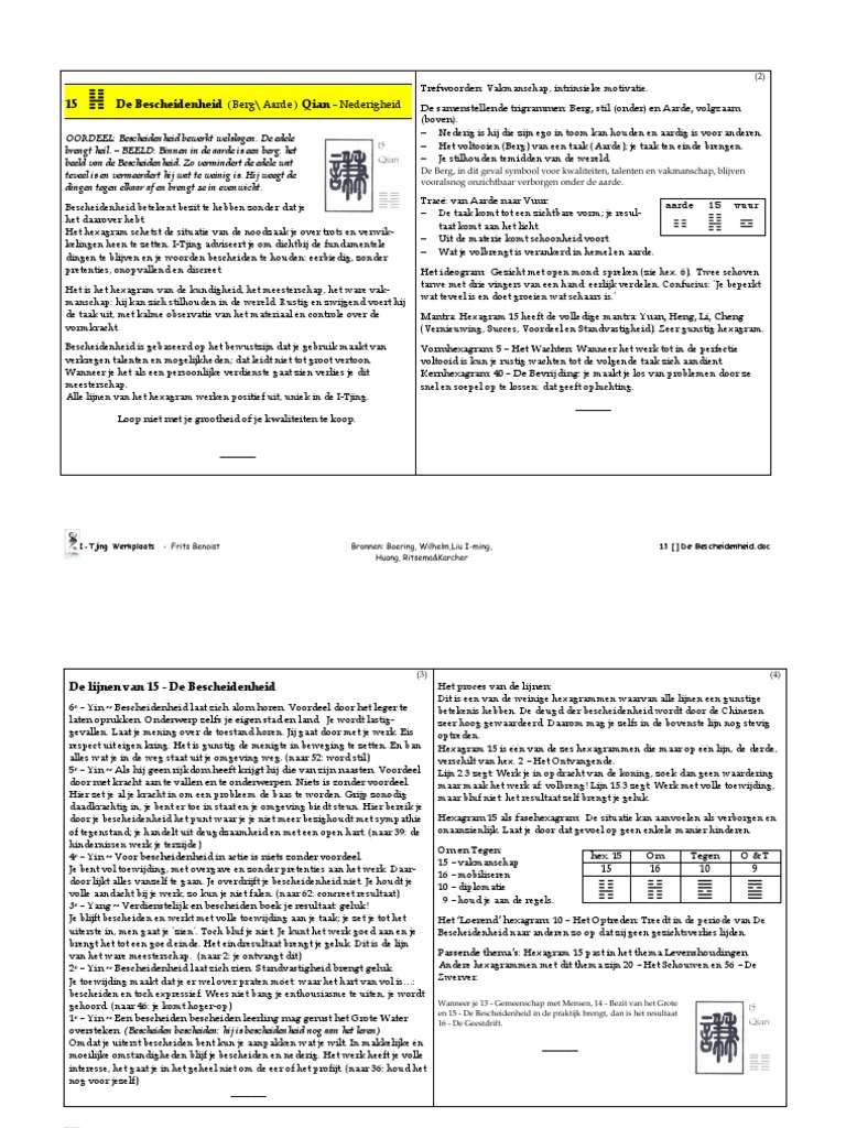 15 - de Bescheidenheid (Aa - Be) Qian (Nederigheid) | PDF