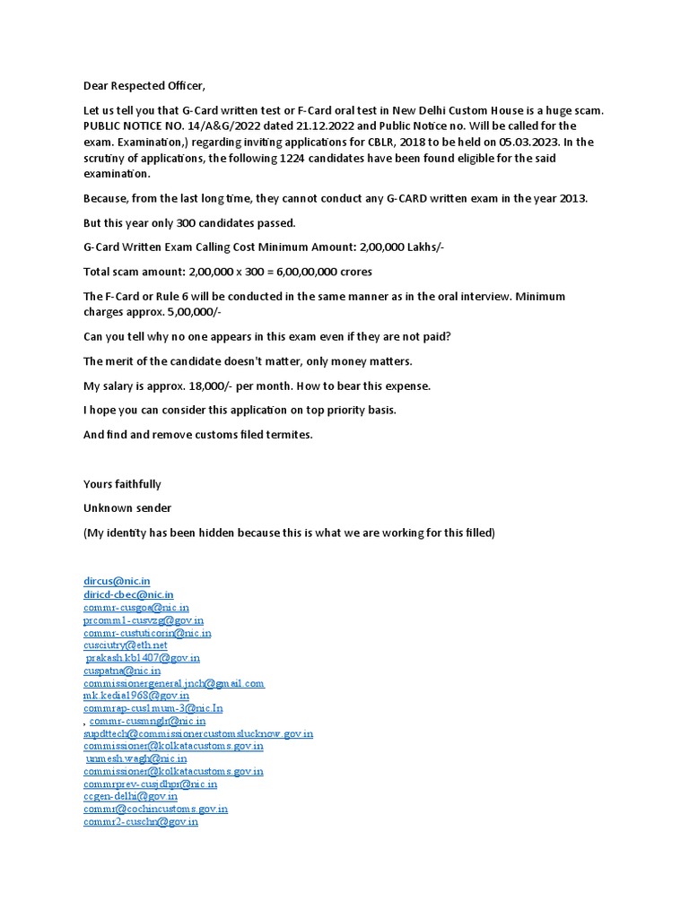 Dear Respected Officer | PDF