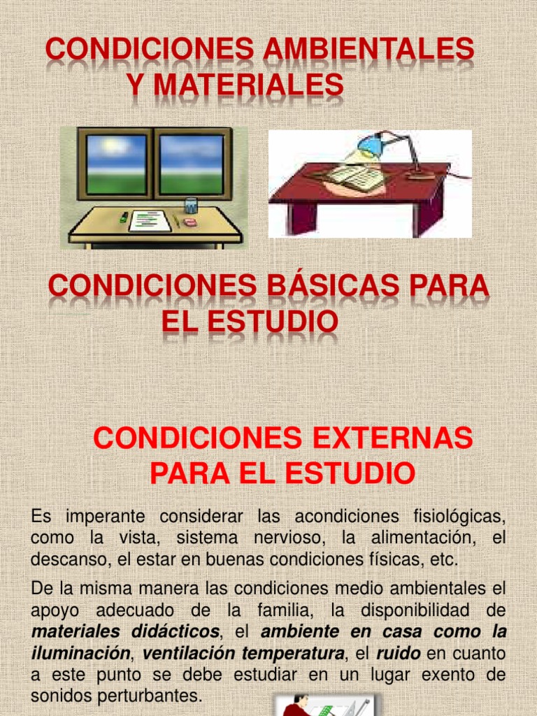 2 - Condiciones Ambientales, Materiales y Físicos | PDF | Aprendizaje ...