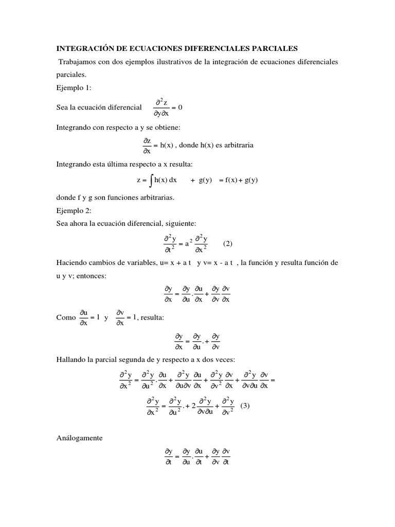 Resolución de ecuaciones diferenciales parciales mediante cambios de variables y superposición ...