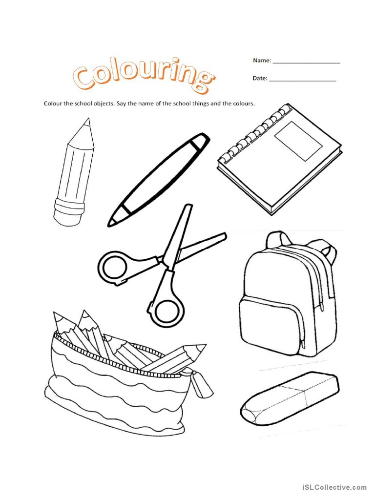 School Objects Colouring PDF | PDF