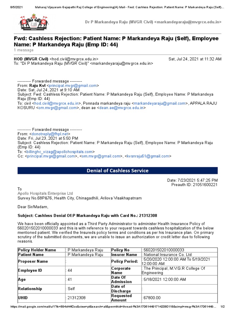 Cashless Rejected Sl. No. in Table | PDF
