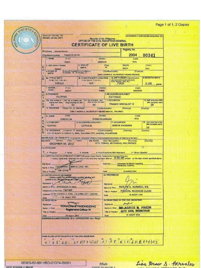 NSO-PSA CERT - FINAL - Edit - 28 | PDF