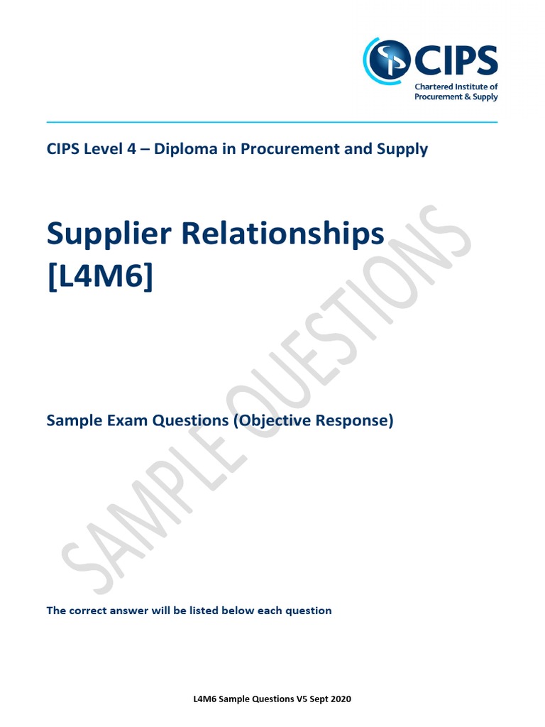 CIPS L4M6 V5.0 Mock Test | PDF | Procurement | Supply Chain