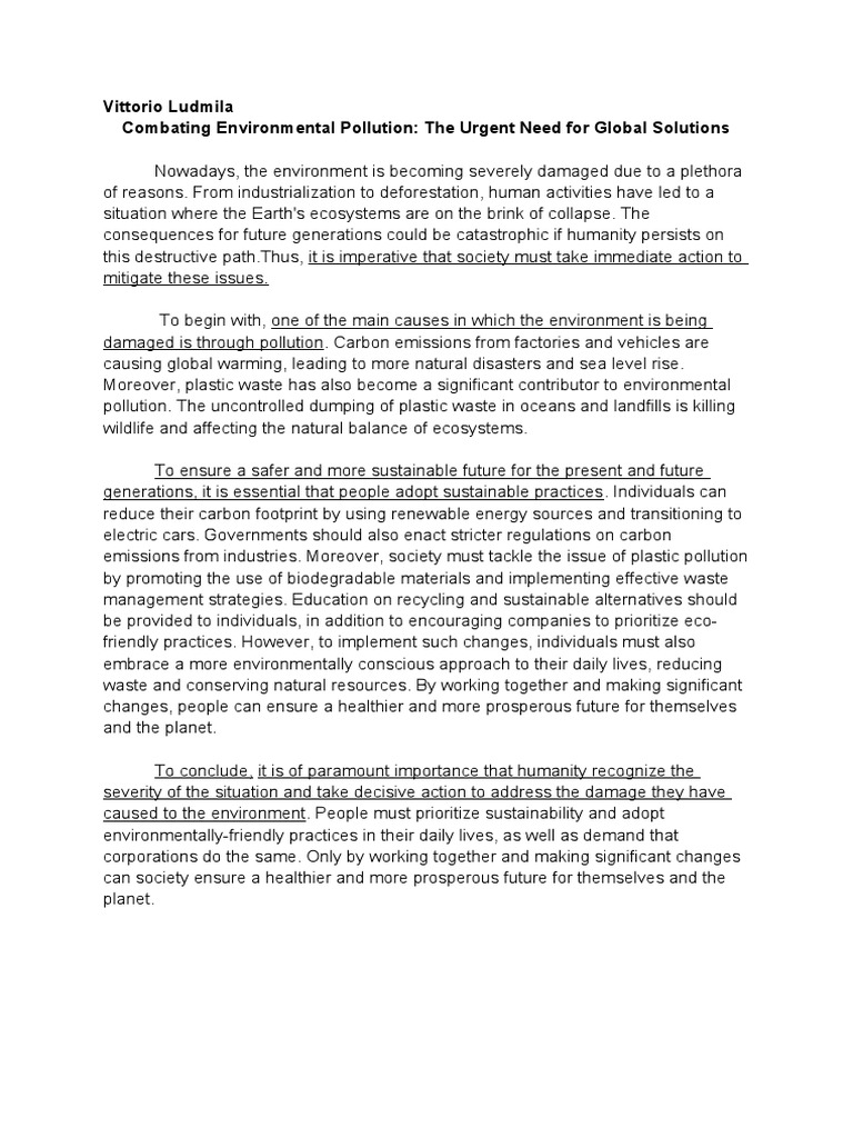 Combating Environmental Pollution - The Urgent Need For Global ...