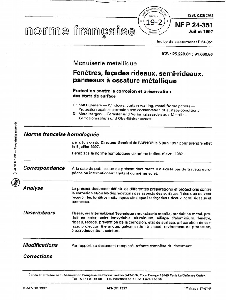 NF P 24-351 Juil 1997 PDF | PDF