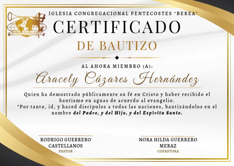 Certificado: de Bautizo | PDF