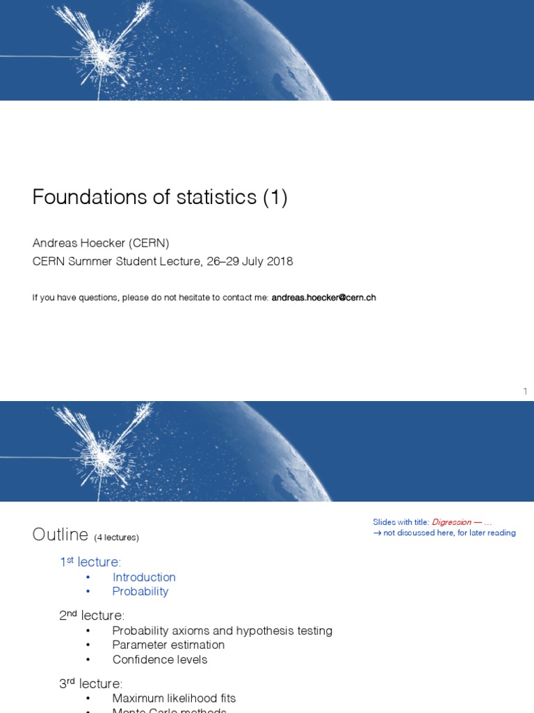 CERN Statistics Tutorial 2018 PDF | PDF | Probability Distribution ...