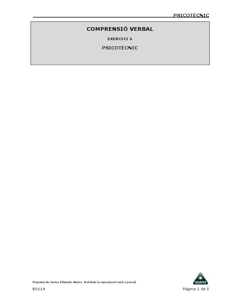 Comprensió VERBAL 6 A Bàsic PDF | PDF