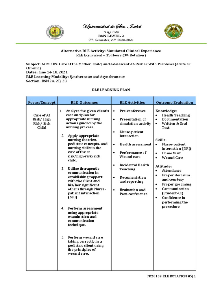 Rle Rotation 5 Simulated Clinical Experience | PDF | Nursing | Wound