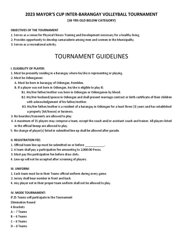 2023 MAYORs Cup Ground Rules | PDF | Sports